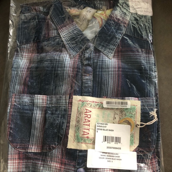 Aratta | Tops | Nwt Aratta Size Small Barbara Shirt In Denim Blue Wash ...